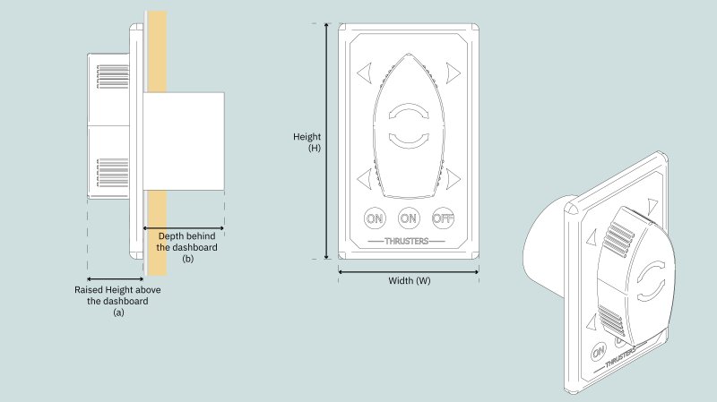 Control panel for bow/stern thruster, boat switch - Sleipner Group