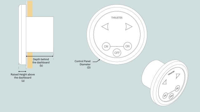 Control panel for bow thruster, round design, touch - Sleipner Group