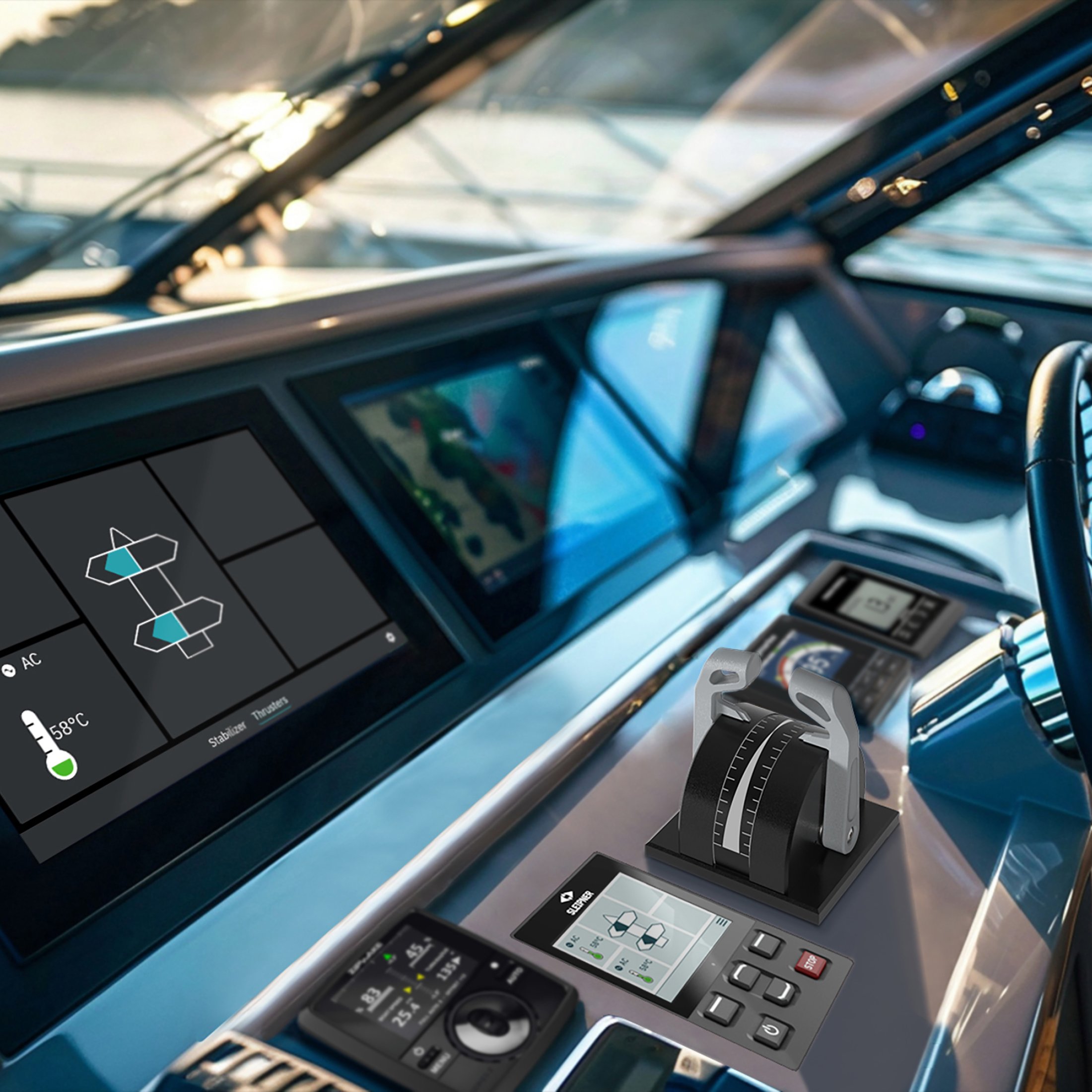 Control panel for thruster, S-Link™, single lever, color LCD touch ...