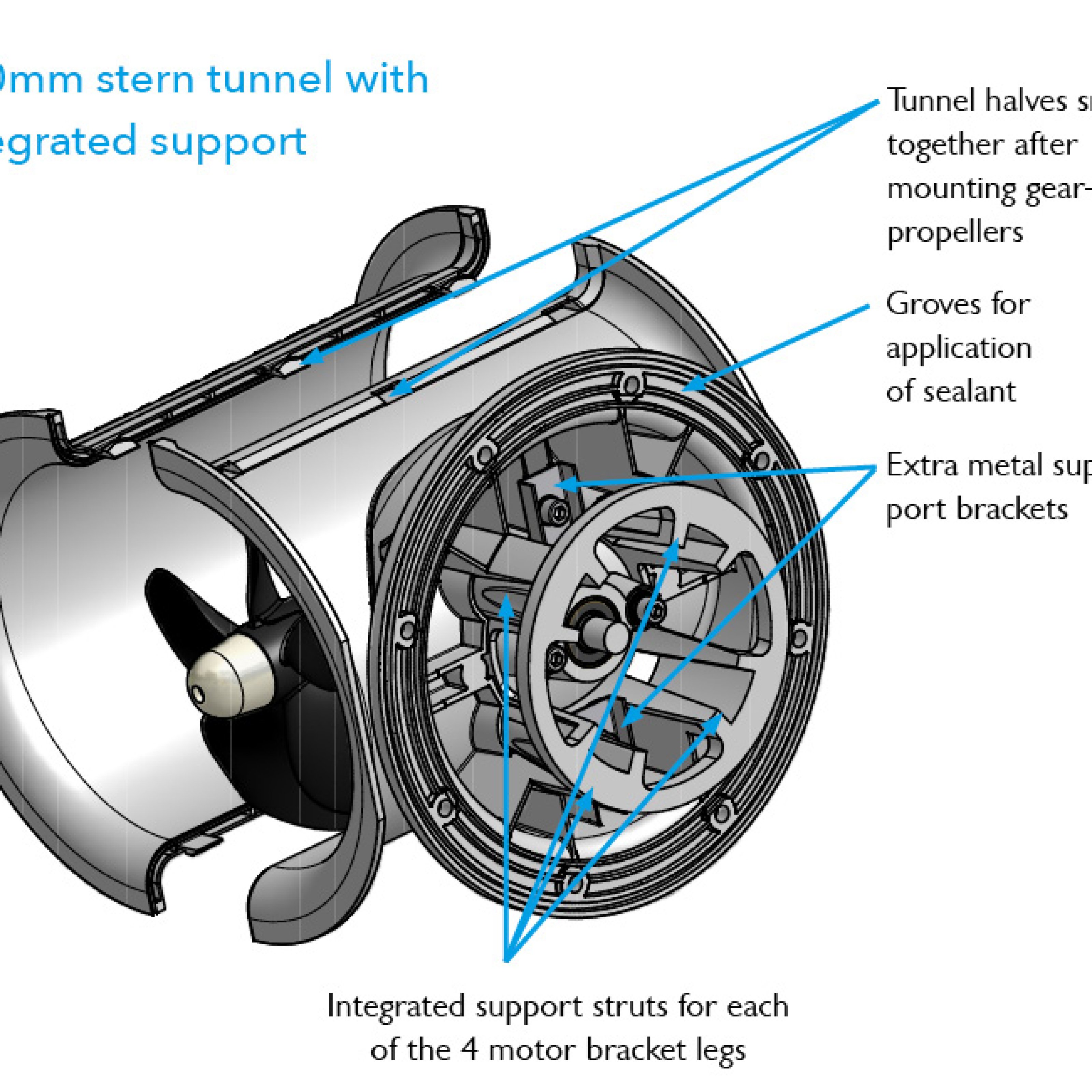 Tunnel kit for stern thruster SE130/170/210 + SH240, Ø250mm - Sleipner ...