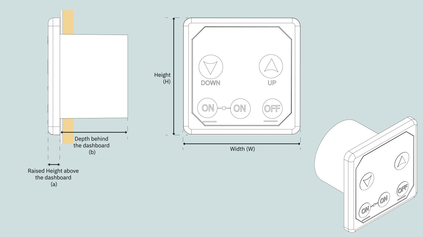 Windlass square control panel, grey - Sleipner Group